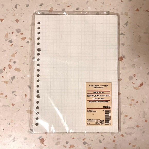 Muji | Office | Muji A5 2 Hole Punch Square Grid Loose Lead Binder ...